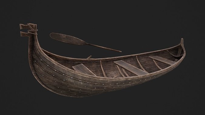 3D model Viking Wooden Boat and Oar Game-Ready VR / AR / low-poly ...