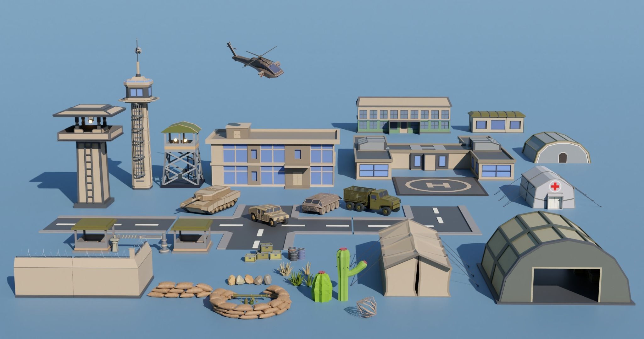 3D model Desert military base VR / AR / low-poly | CGTrader