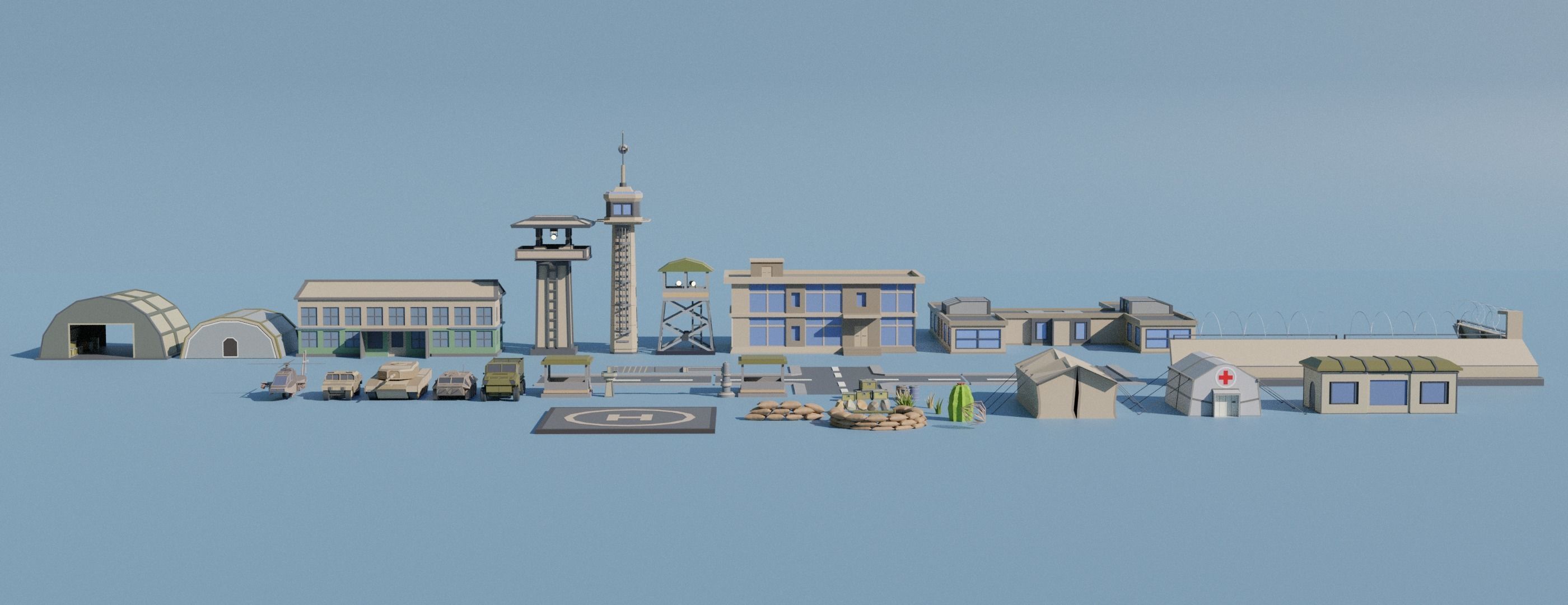 3D model Desert military base VR / AR / low-poly | CGTrader