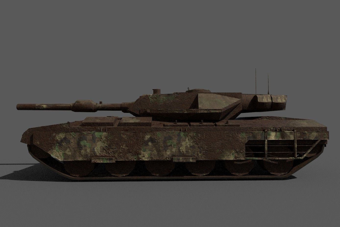 3D model Ruined Wrecked Damaged Destroyed Tank Low Poly Game Ready VR ...