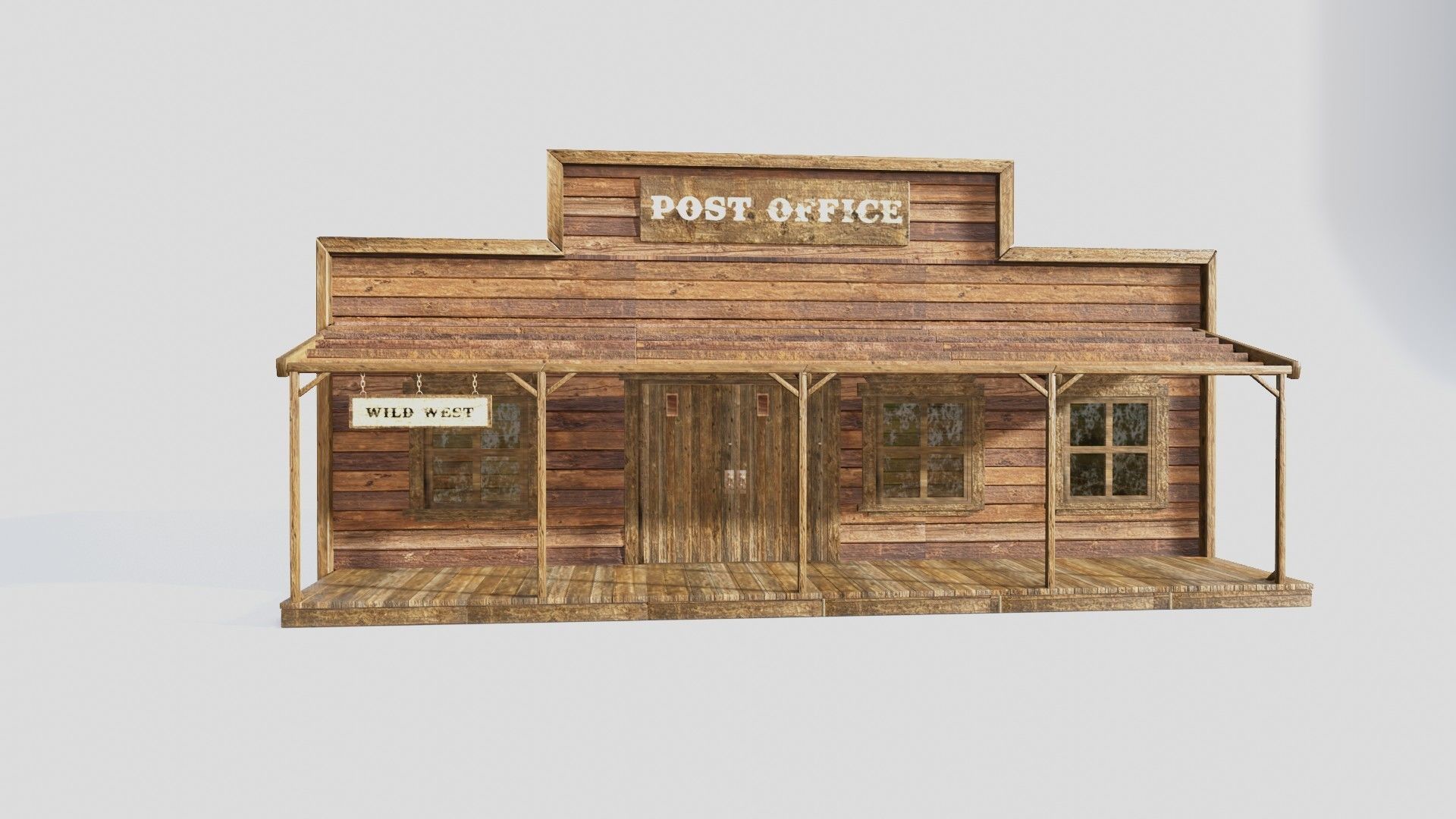 3D model american wildwest cowboy town building VR / AR / low-poly ...