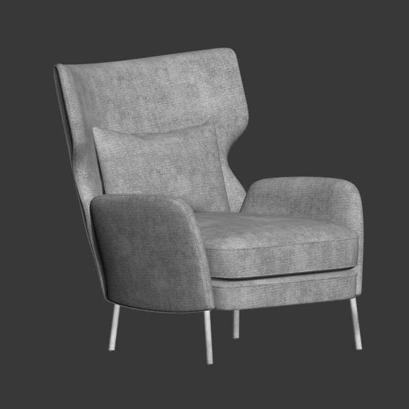 Alex Navy Blue Velvet Accent Chair Crateandbarrel 3D model | CGTrader