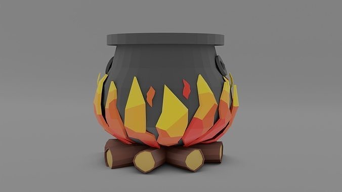Lowpoly Cauldron fire pot free VR / AR / low-poly 3D model | CGTrader