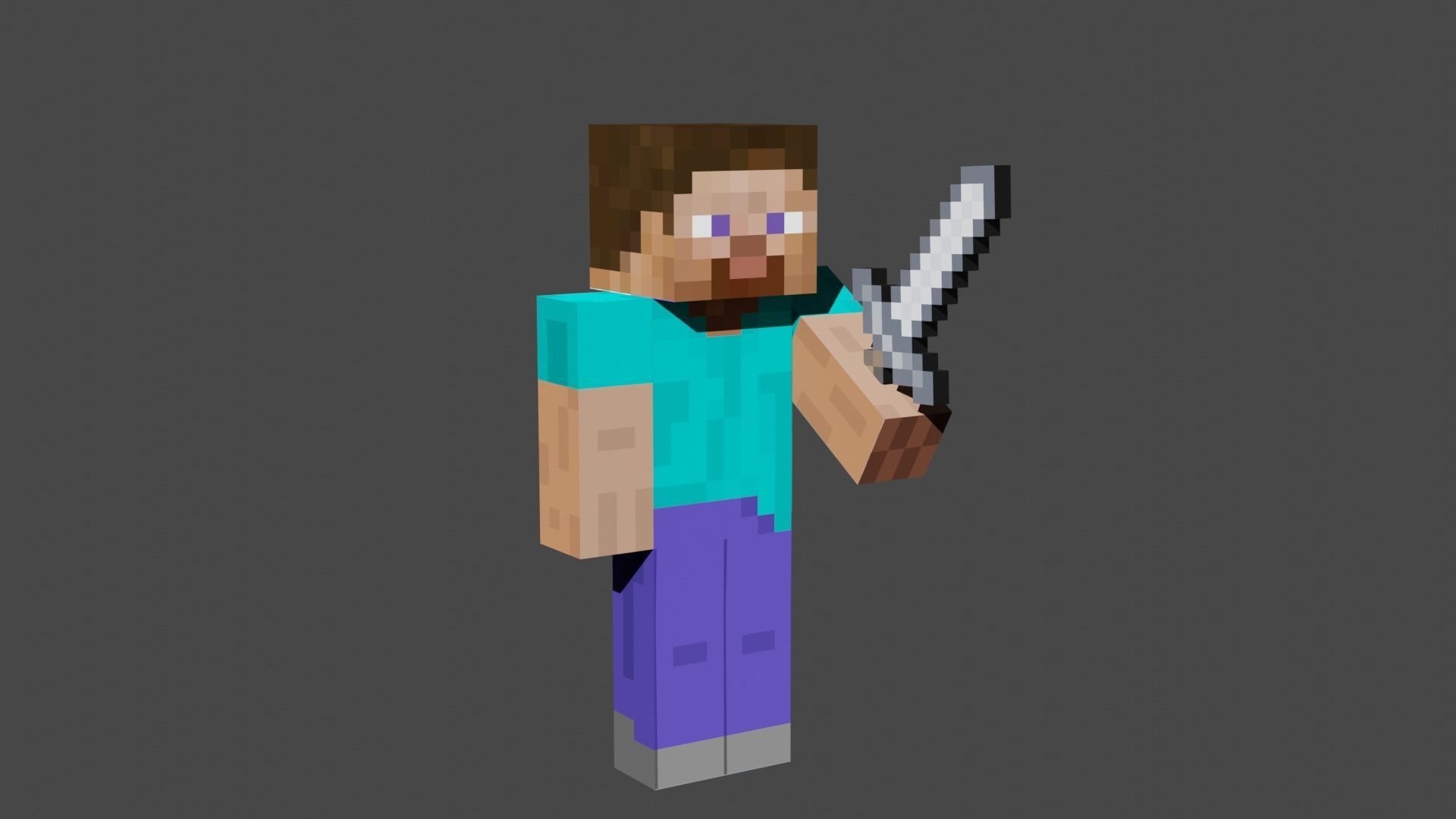 Minecraft steve low-poly rigged free VR / AR / low-poly 3D model rigged ...
