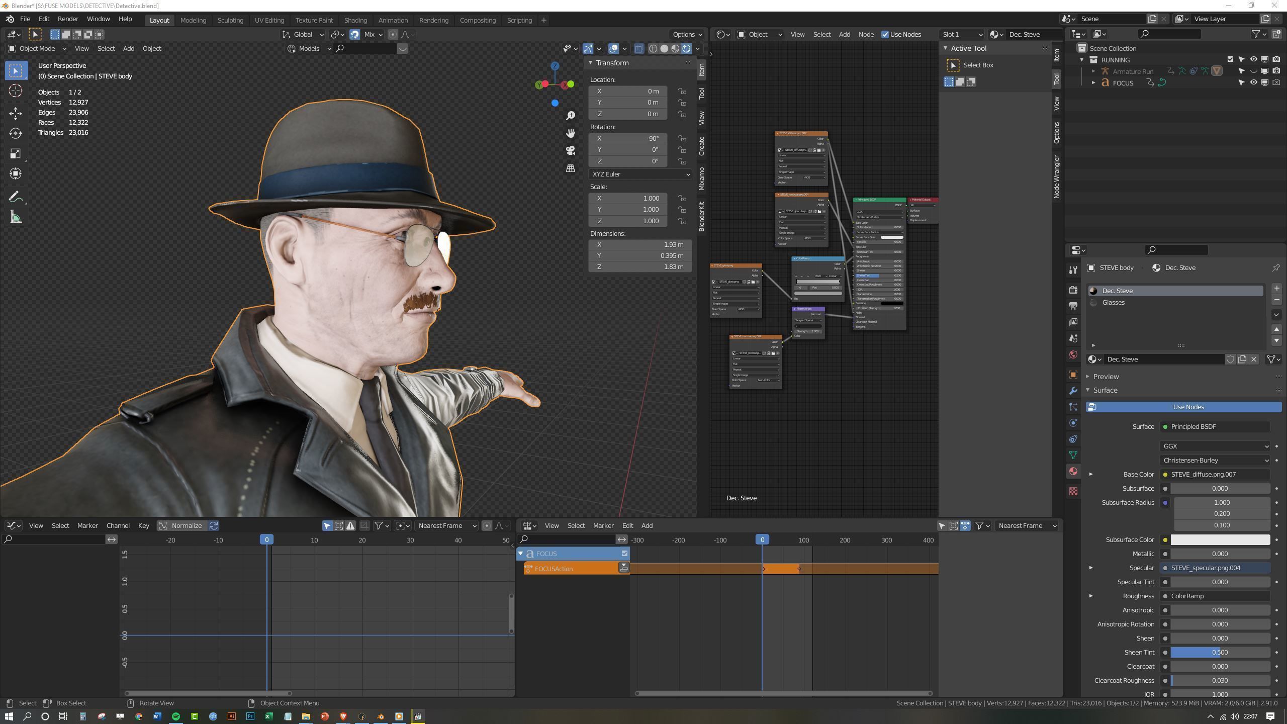 3D model Realistic Detective Officer character rigged 3d model LOW POLY ...