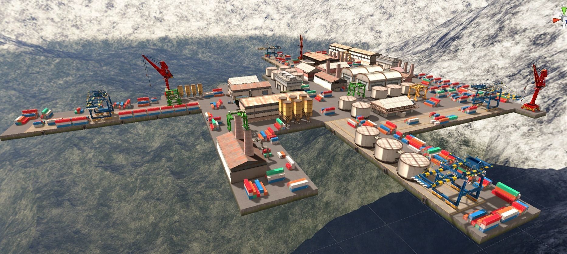 3D model Container Cargo Yard Environment Set VR low-poly 3d model Game ...