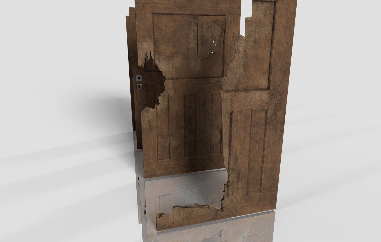 3D model Wood Door - Damage - Old VR / AR / low-poly | CGTrader