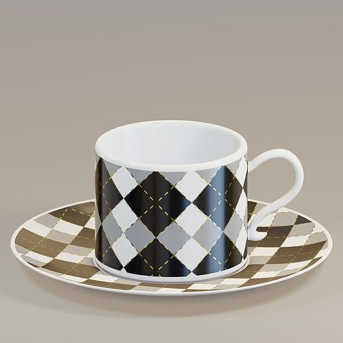 Tartan patterned cup 3D model | CGTrader