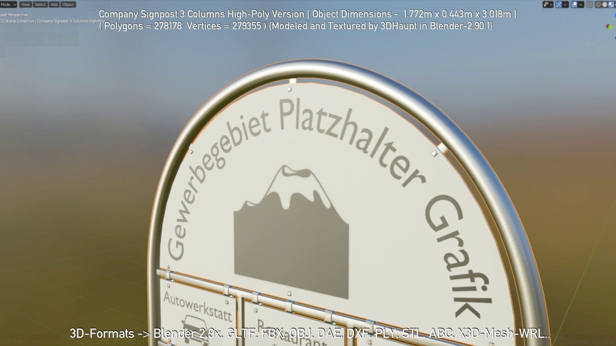 Company Signpost 3 Columns High-Poly Version 3D model | CGTrader