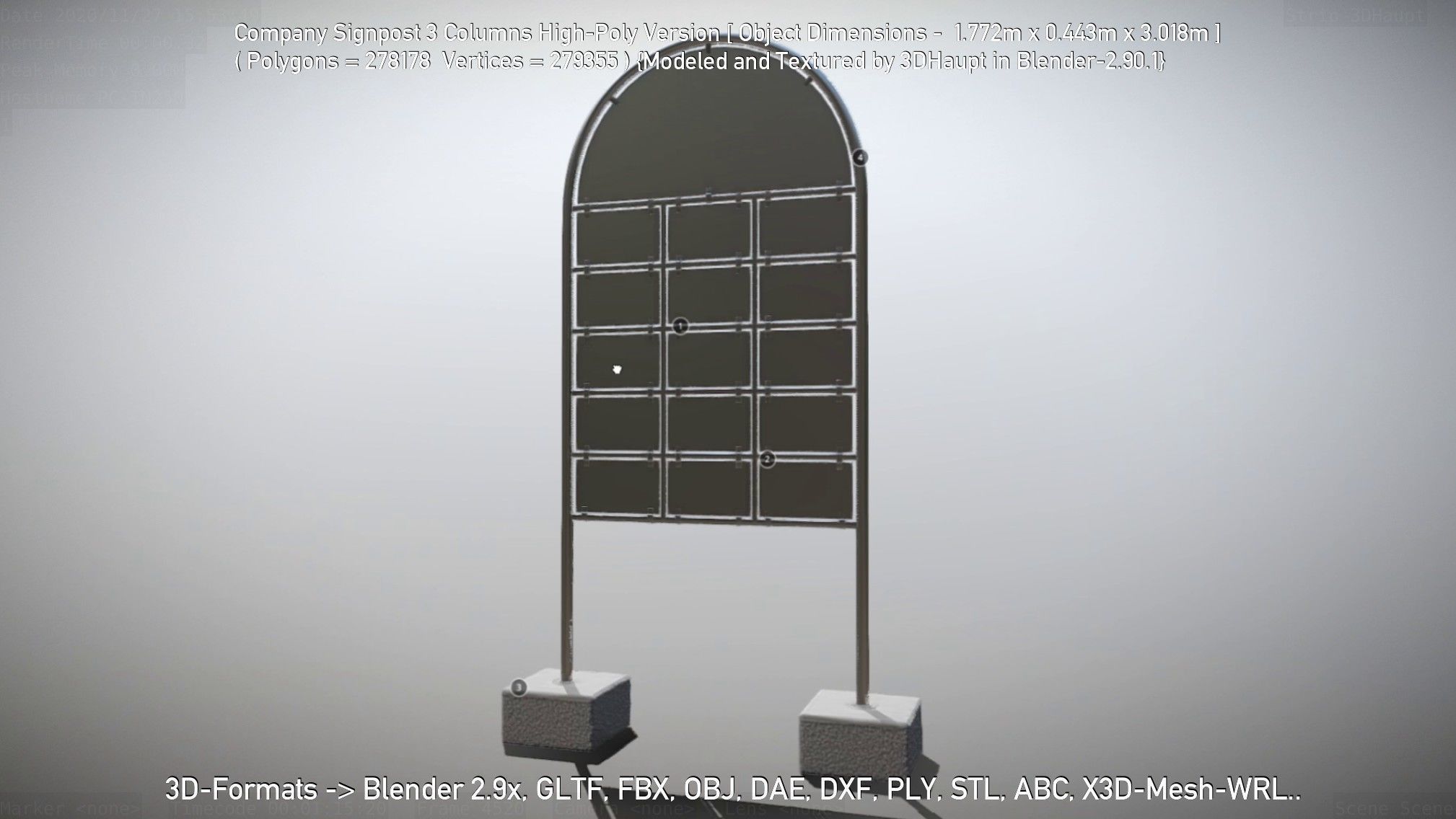 Company Signpost 3 Columns High-Poly Version 3D model | CGTrader