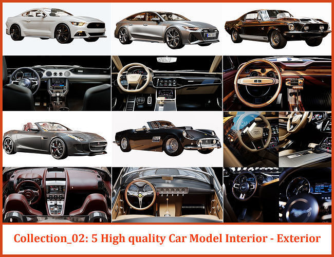 Collection N02- 5 High quality Car Model Interior - Exterior | CGTrader