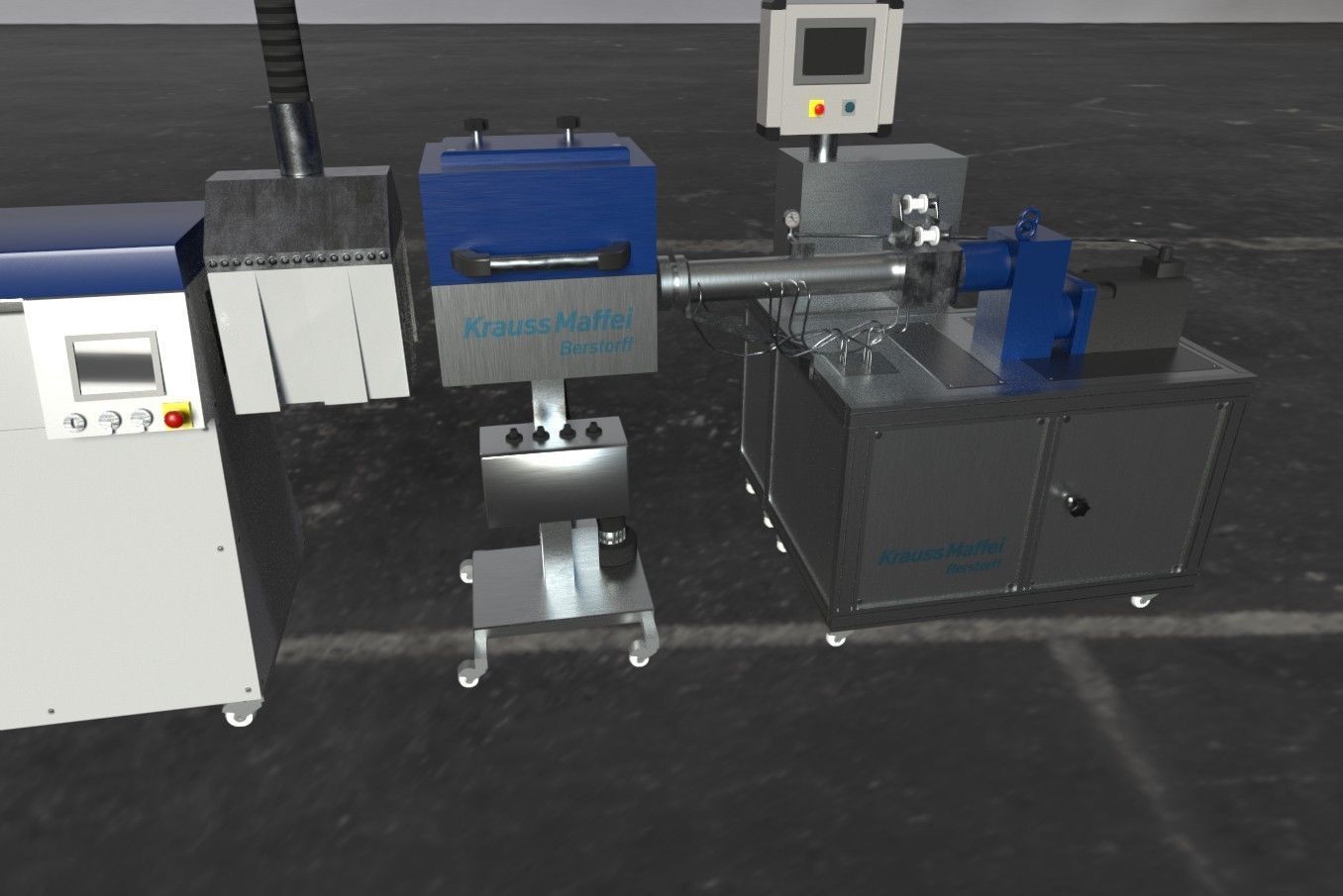 3D model KraussMaffei Berstorff extruder machine VR / AR / low-poly ...