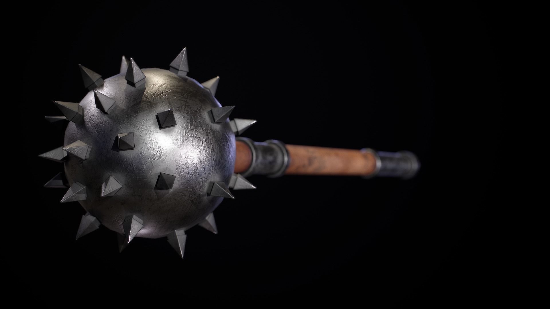 3D model Game Ready Morning Star Mace Low Poly PBR VR / AR / low-poly ...