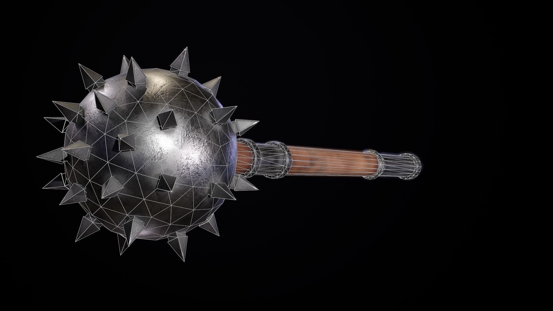3D model Game Ready Morning Star Mace Low Poly PBR VR / AR / low-poly ...