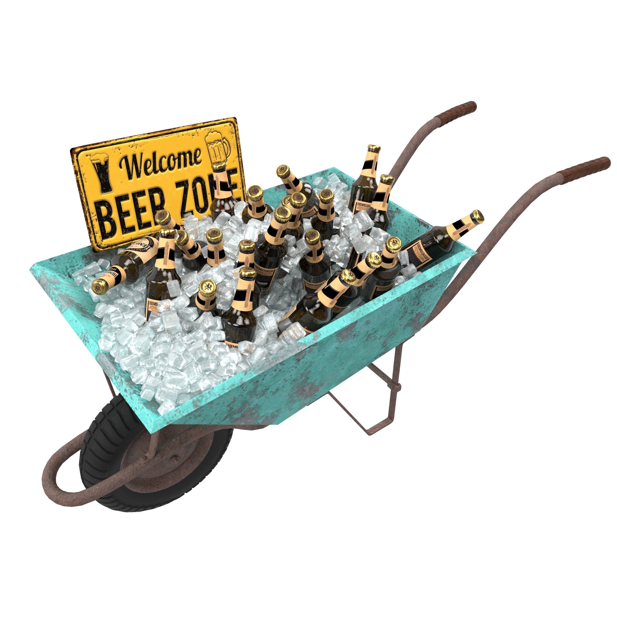 wheelbarrow with beer 3D model | CGTrader