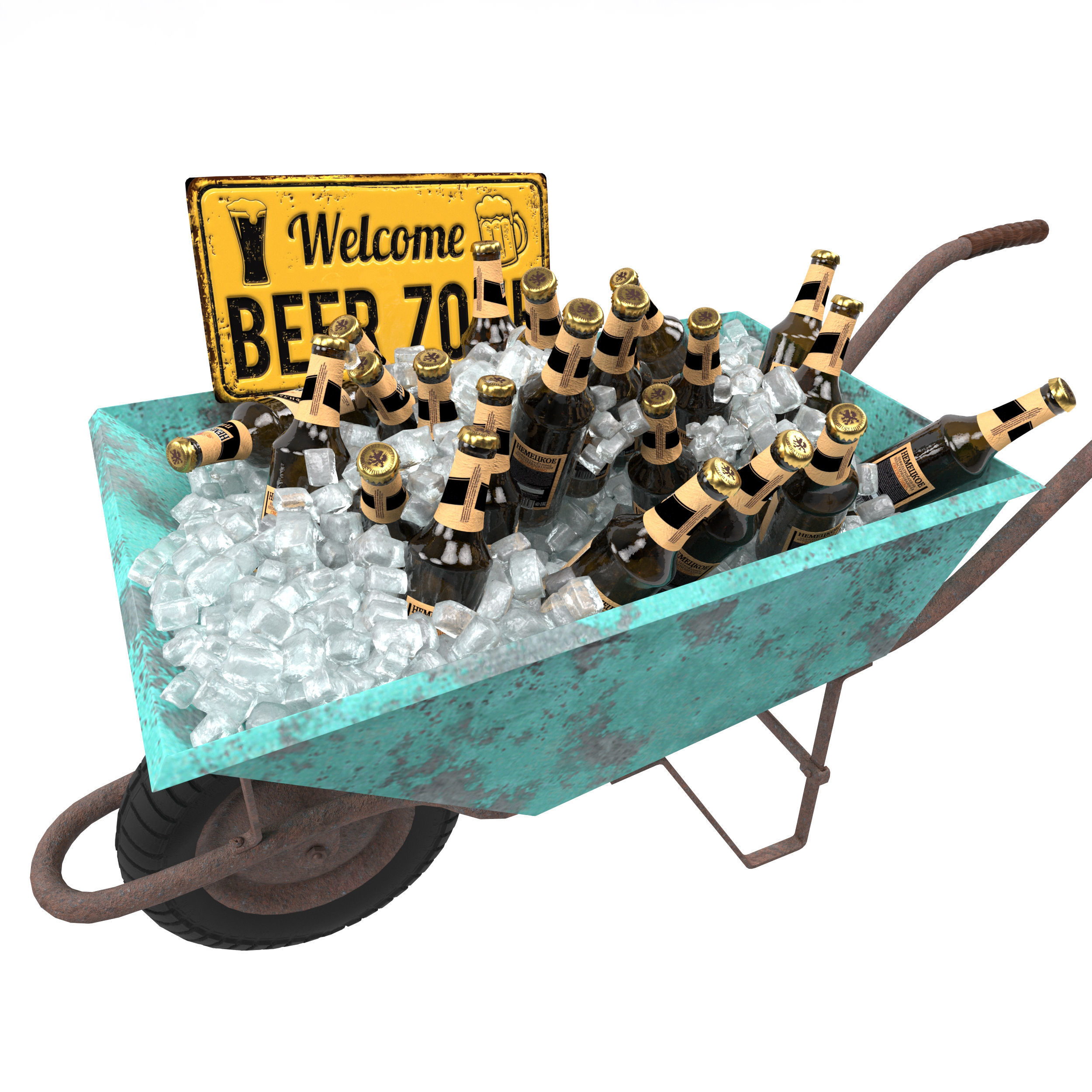wheelbarrow with beer 3D model | CGTrader