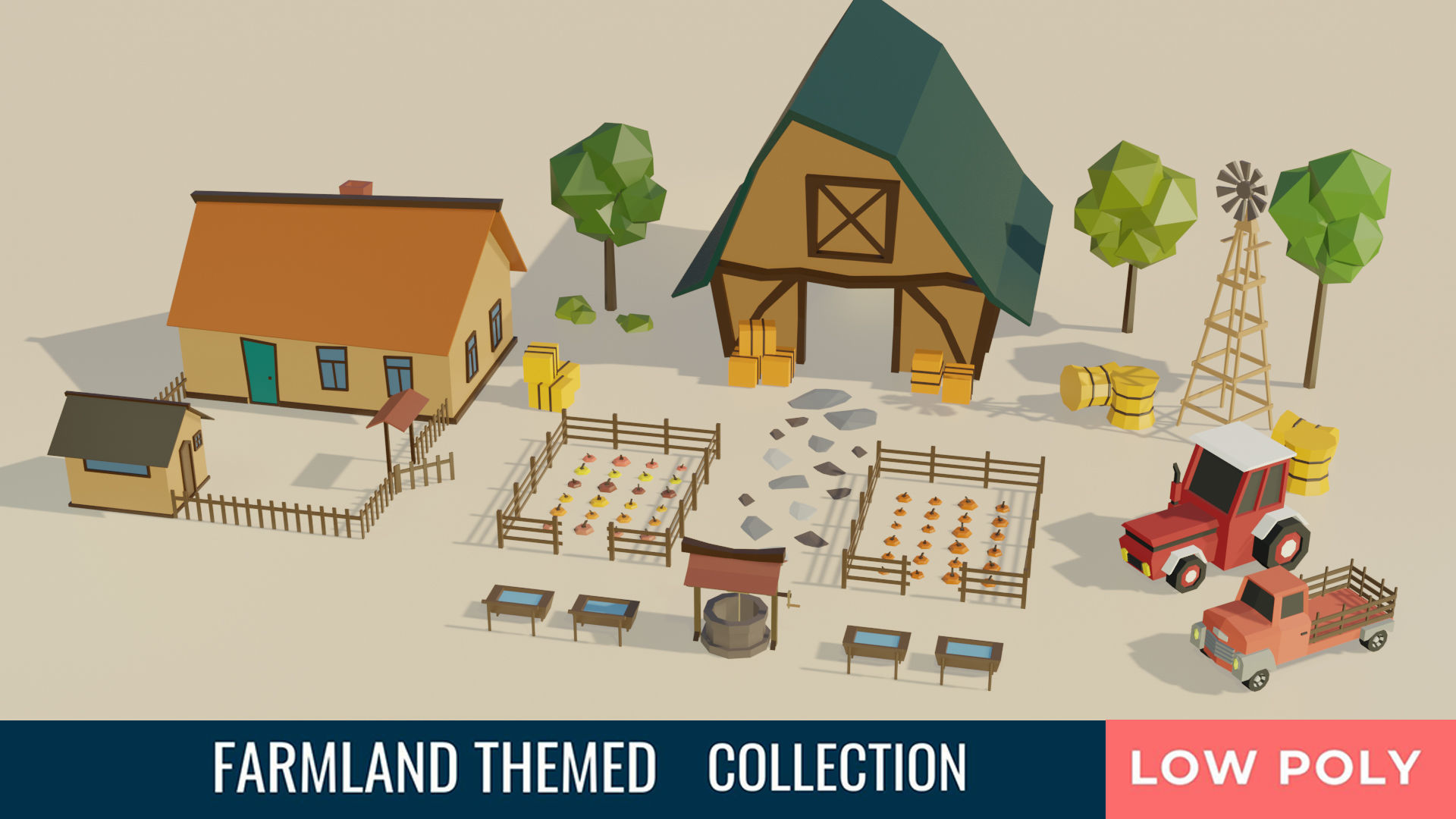 3D model Farmland Themed LOW POLY Collection VR / AR / low-poly | CGTrader