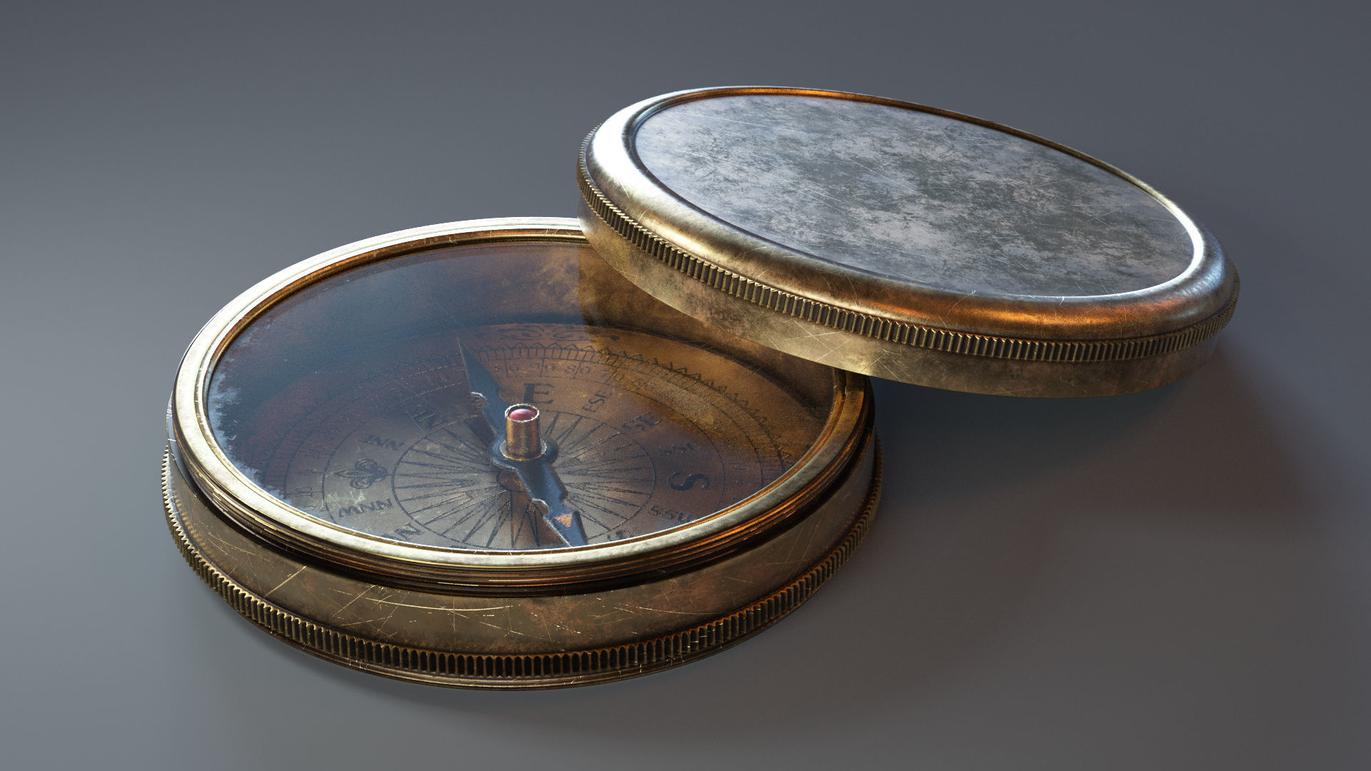 Vintage Brass Compass 3D model with PBR textures 3D model | CGTrader