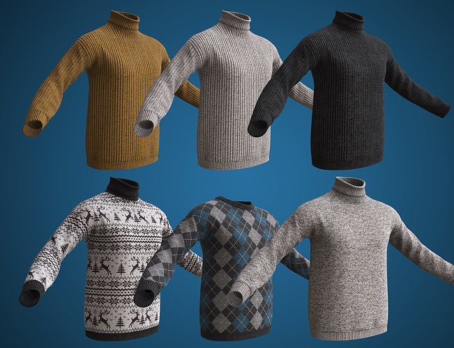 Sweaters collection argyle sweater VR / AR / low-poly | CGTrader