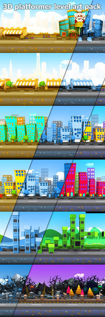 3D model 3D platformer level art pack VR / AR / low-poly | CGTrader