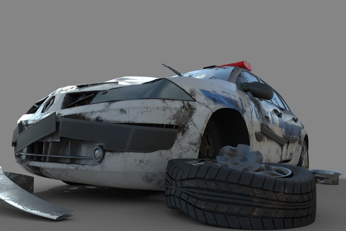 3D model Wrecked destroyed police car 3D model VR / AR / low-poly ...