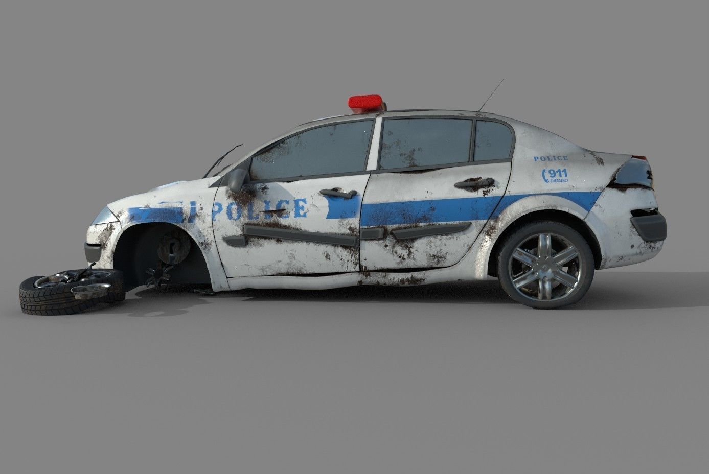 3D model Wrecked destroyed police car 3D model VR / AR / low-poly ...