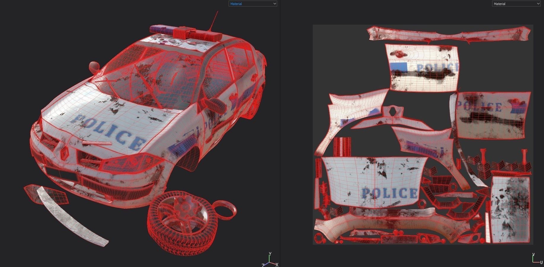 3D model Wrecked destroyed police car 3D model VR / AR / low-poly ...