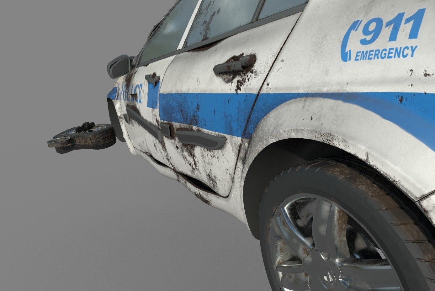 3D model Wrecked destroyed police car 3D model VR / AR / low-poly ...