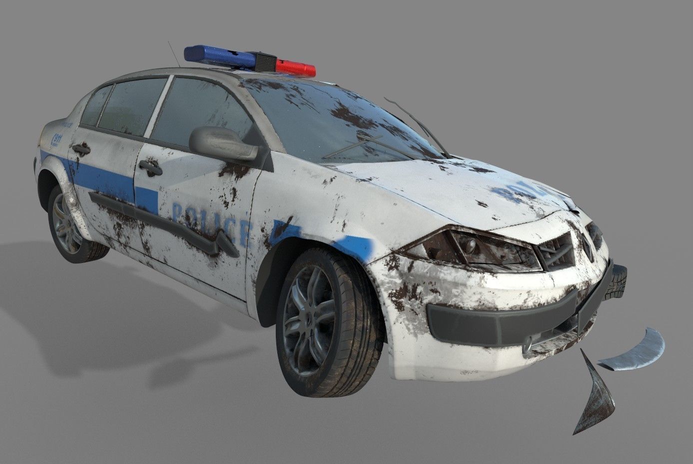 3D model Wrecked destroyed police car 3D model VR / AR / low-poly ...