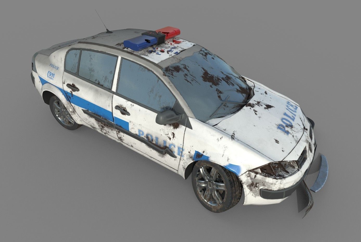 3D model Wrecked destroyed police car 3D model VR / AR / low-poly ...