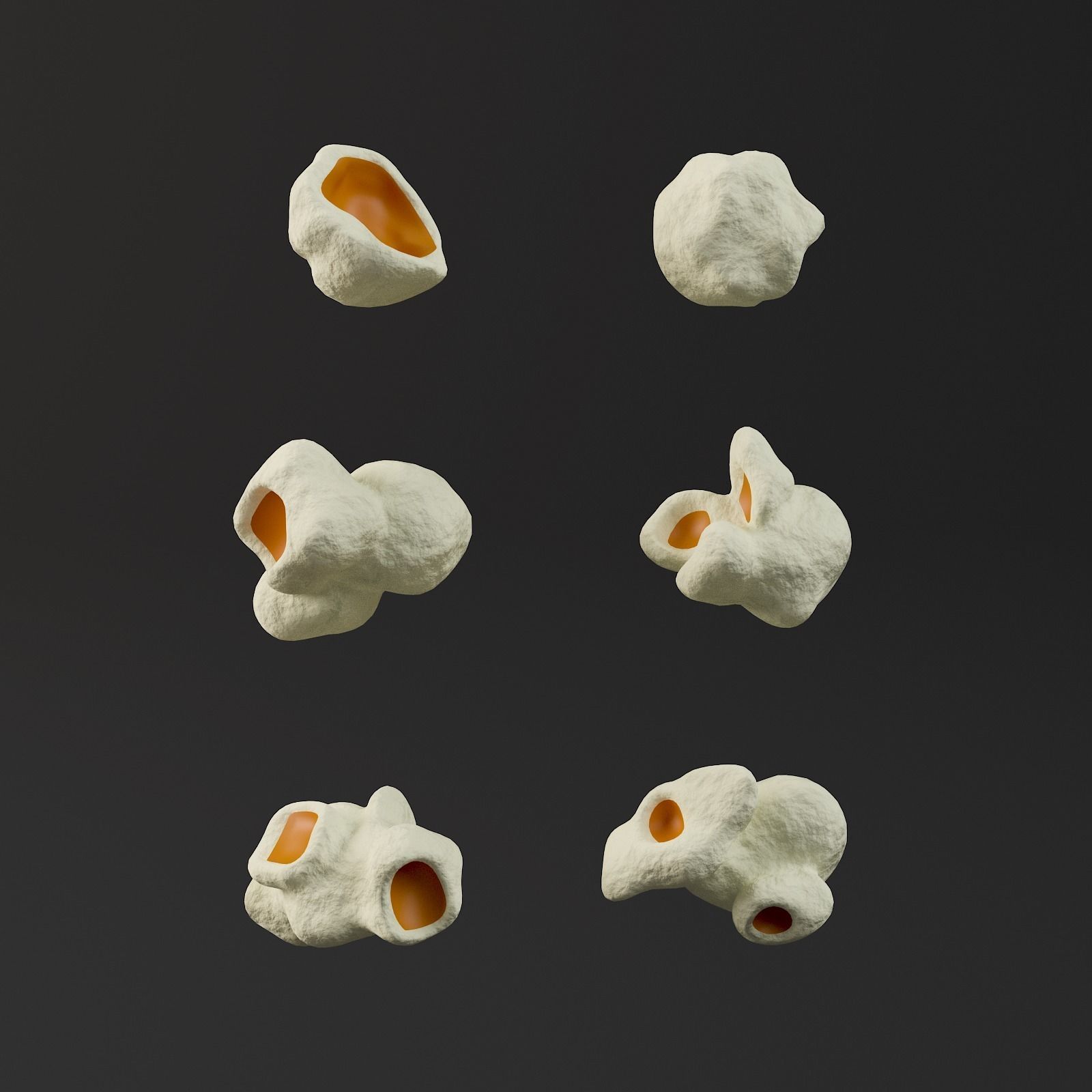 Popcorn kernels 3D model | CGTrader