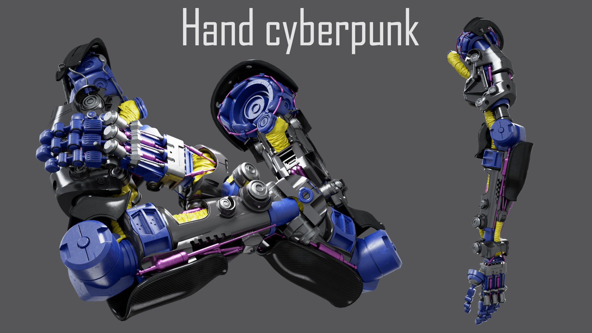 Hand cyberpunk 01 3D model animated rigged | CGTrader