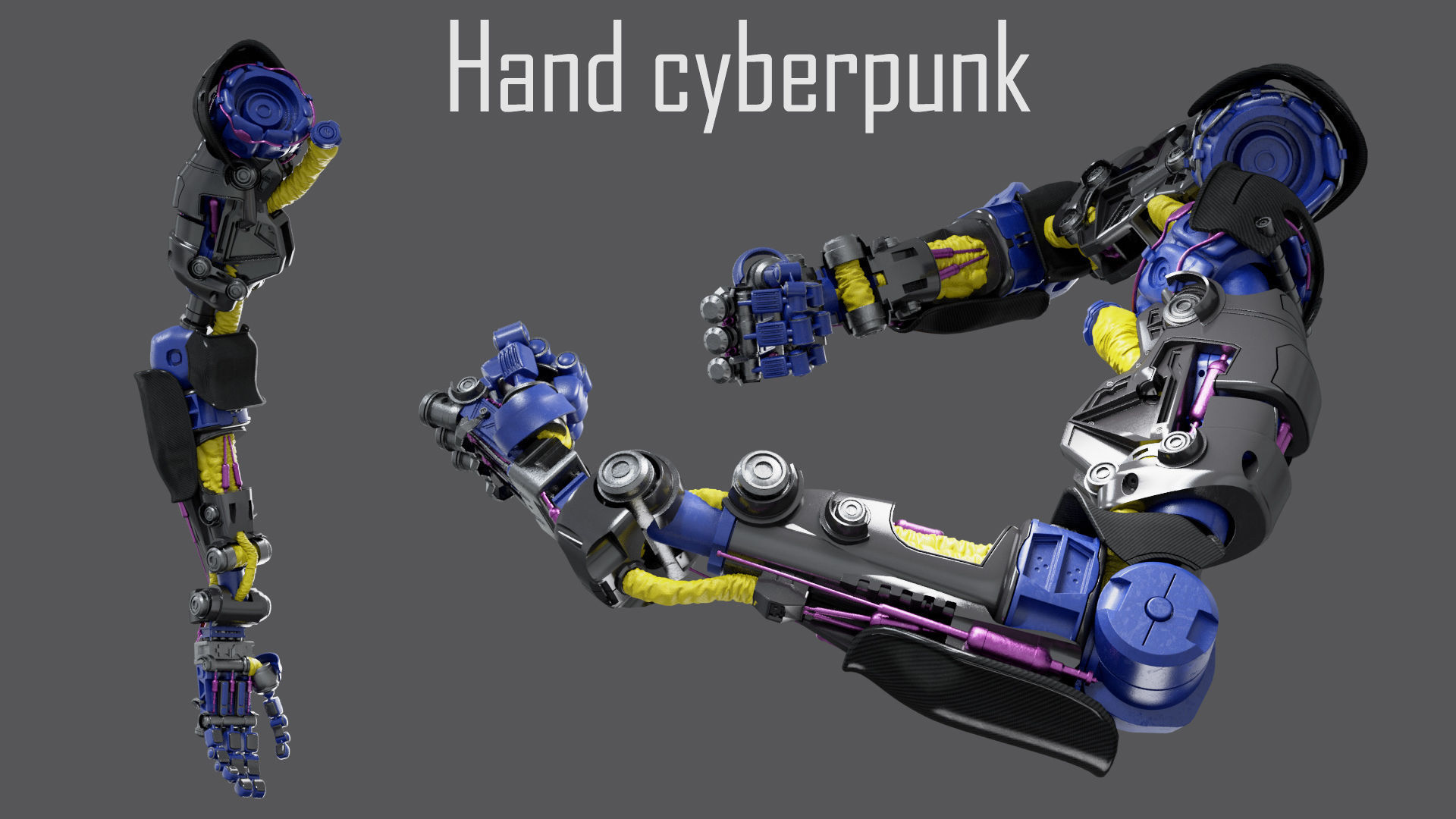 Hand cyberpunk 01 3D model animated rigged | CGTrader
