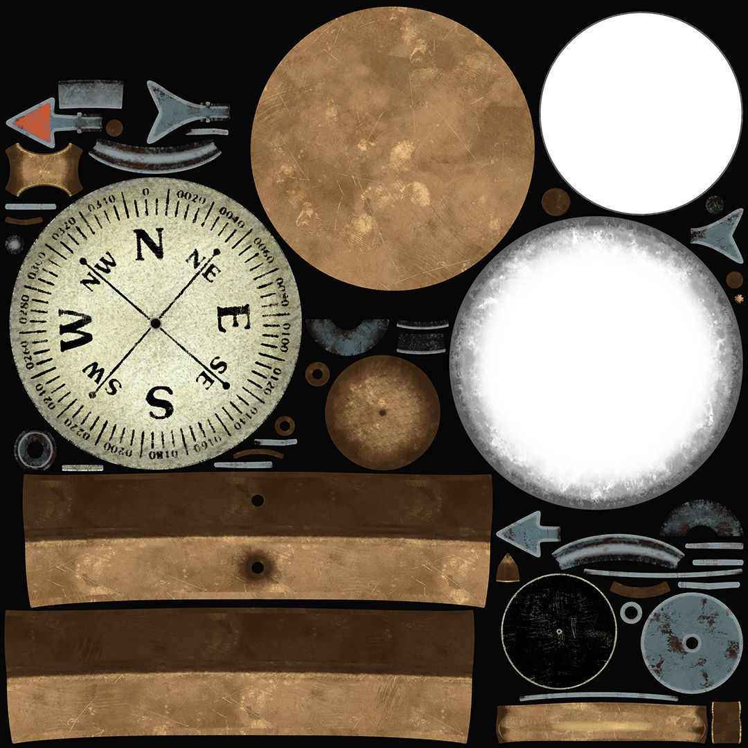 3D model Vintage Brass Compass 3 3D model with PBR textures VR / AR ...