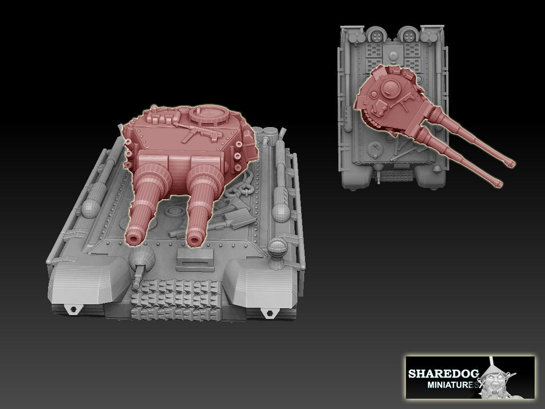 Double Barrelled Tiger Tank Turrets 3D model 3D printable | CGTrader