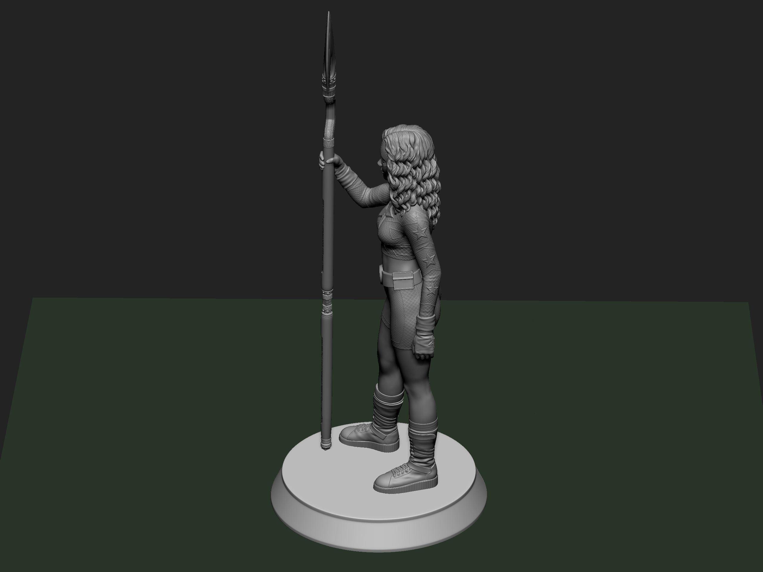 Stargirl captain america statue with spear 3D model 3D printable | CGTrader