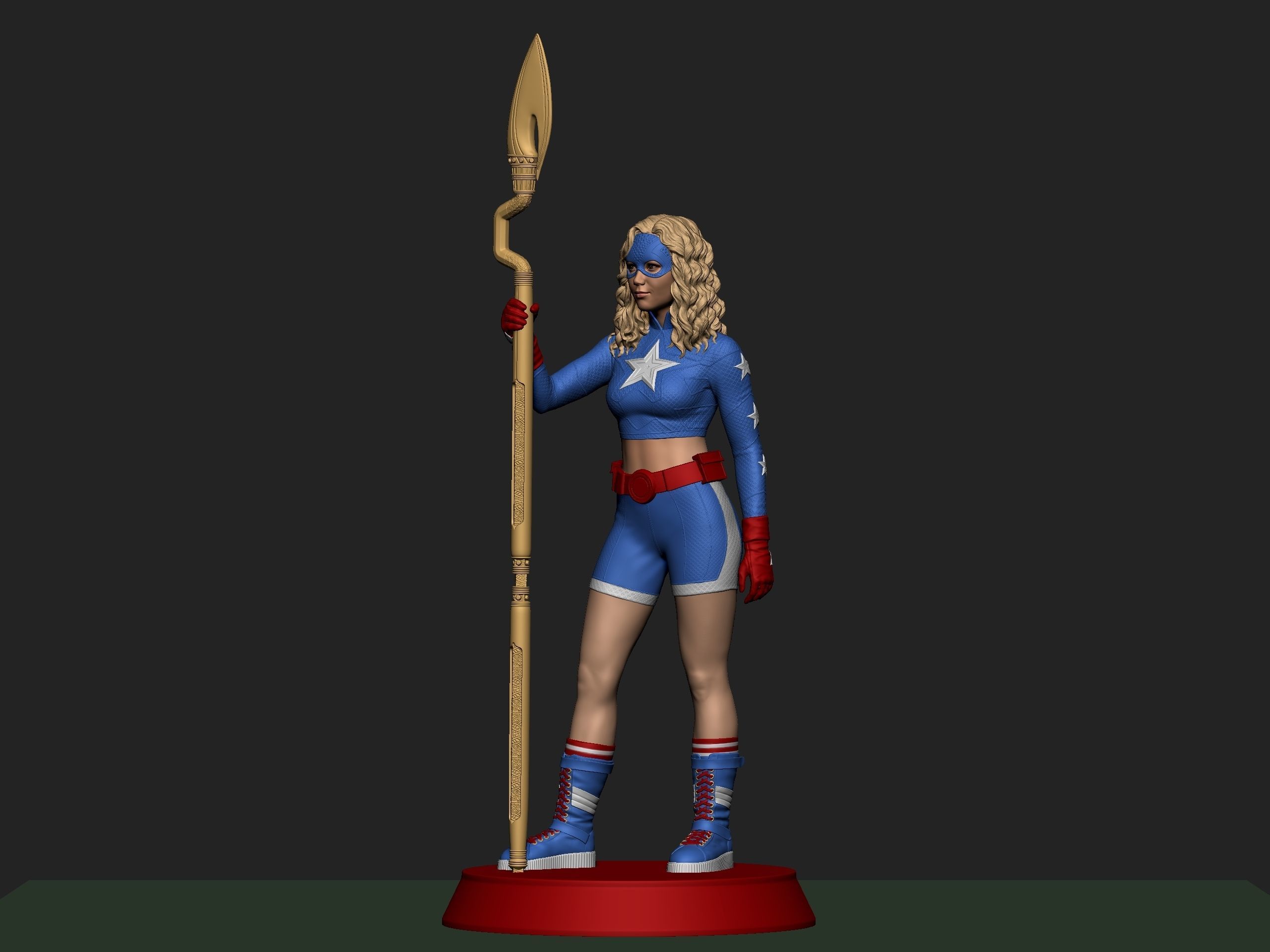 Stargirl captain america statue with spear 3D model 3D printable | CGTrader