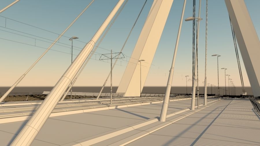 Cable-stayed bridge 3D model | CGTrader
