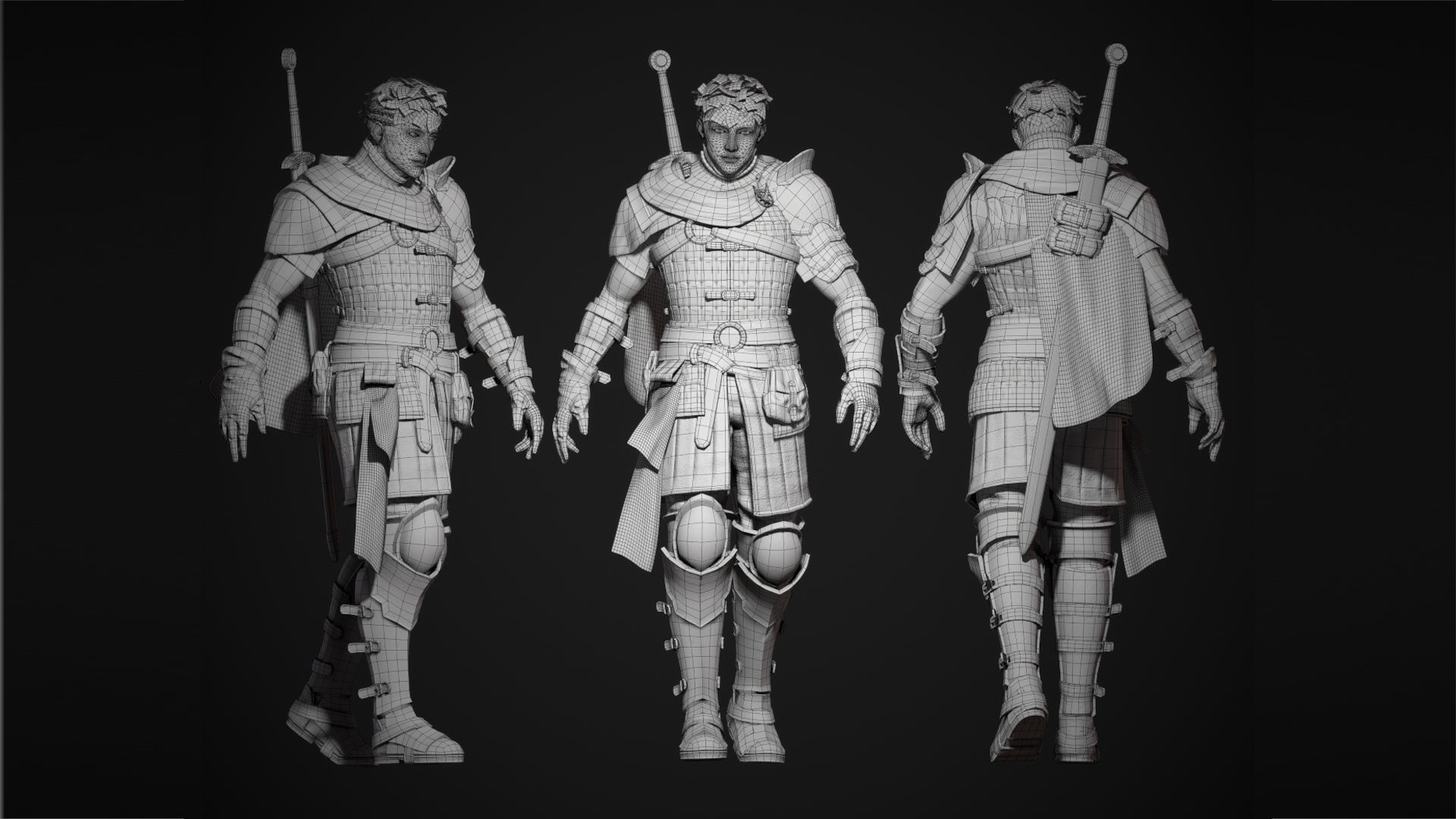 3D model Hero Mercenary Warrior Character VR / AR / low-poly rigged ...