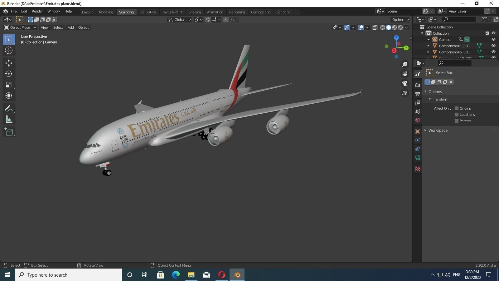 Emirates Plane 3D model animated | CGTrader
