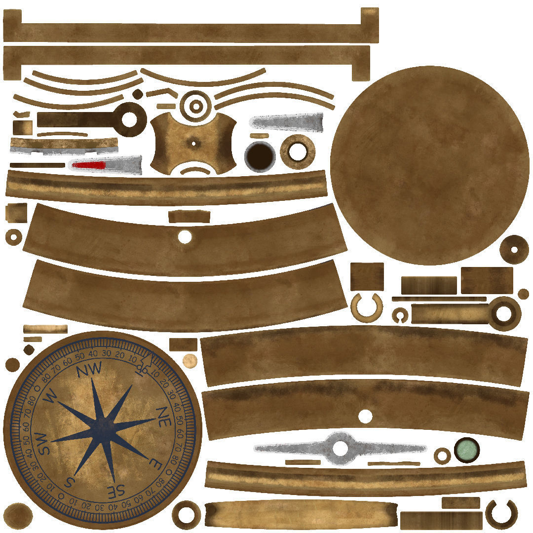 3D model Vintage Brass Compass 4 3D model with PBR textures VR / AR ...