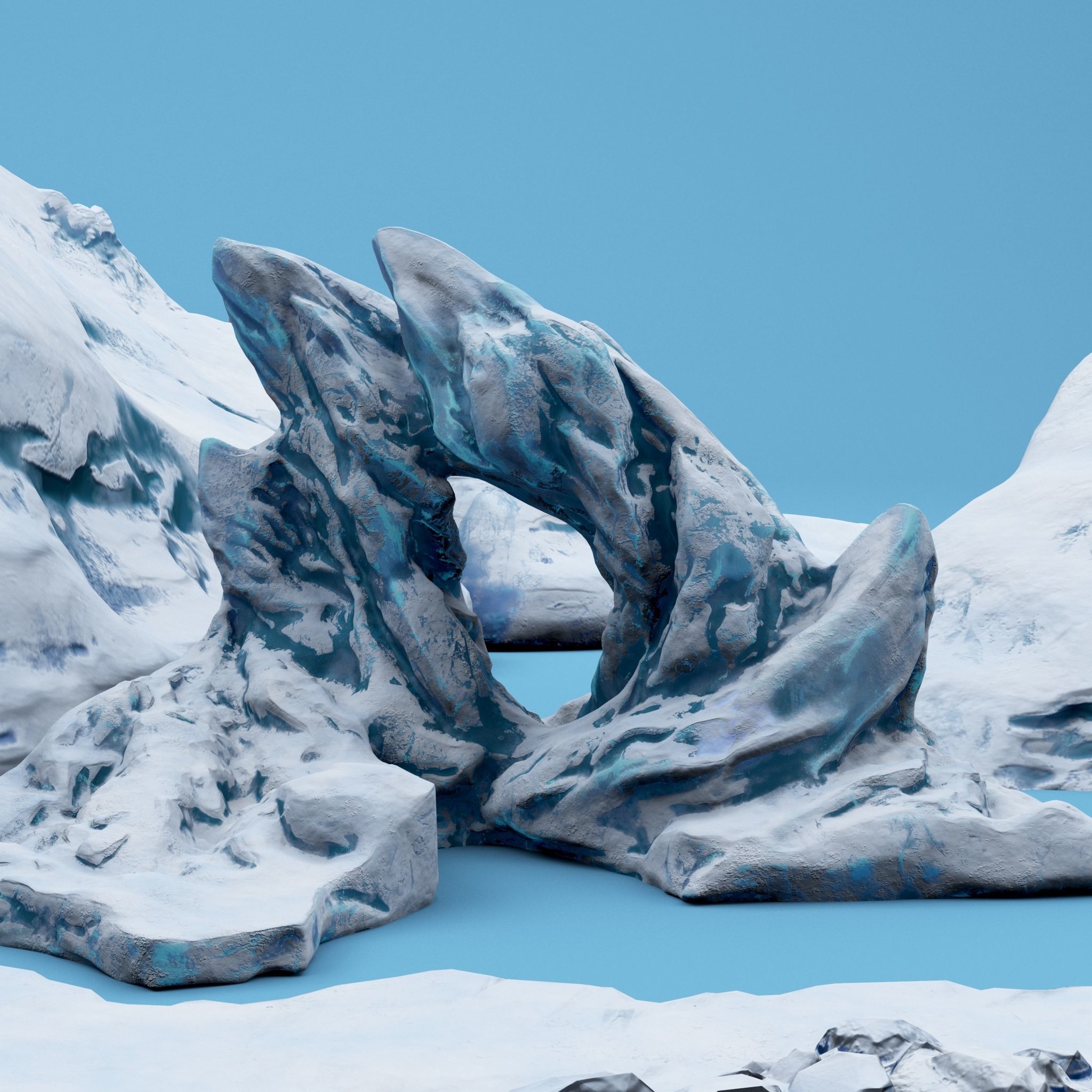 Ice mountain floe cartoon pack 3D model | CGTrader