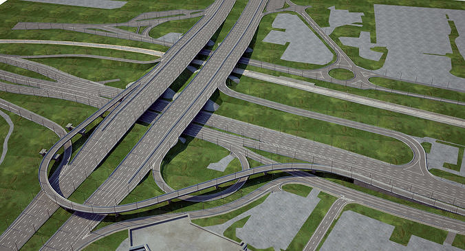 Highway Road Junction 3D model | CGTrader