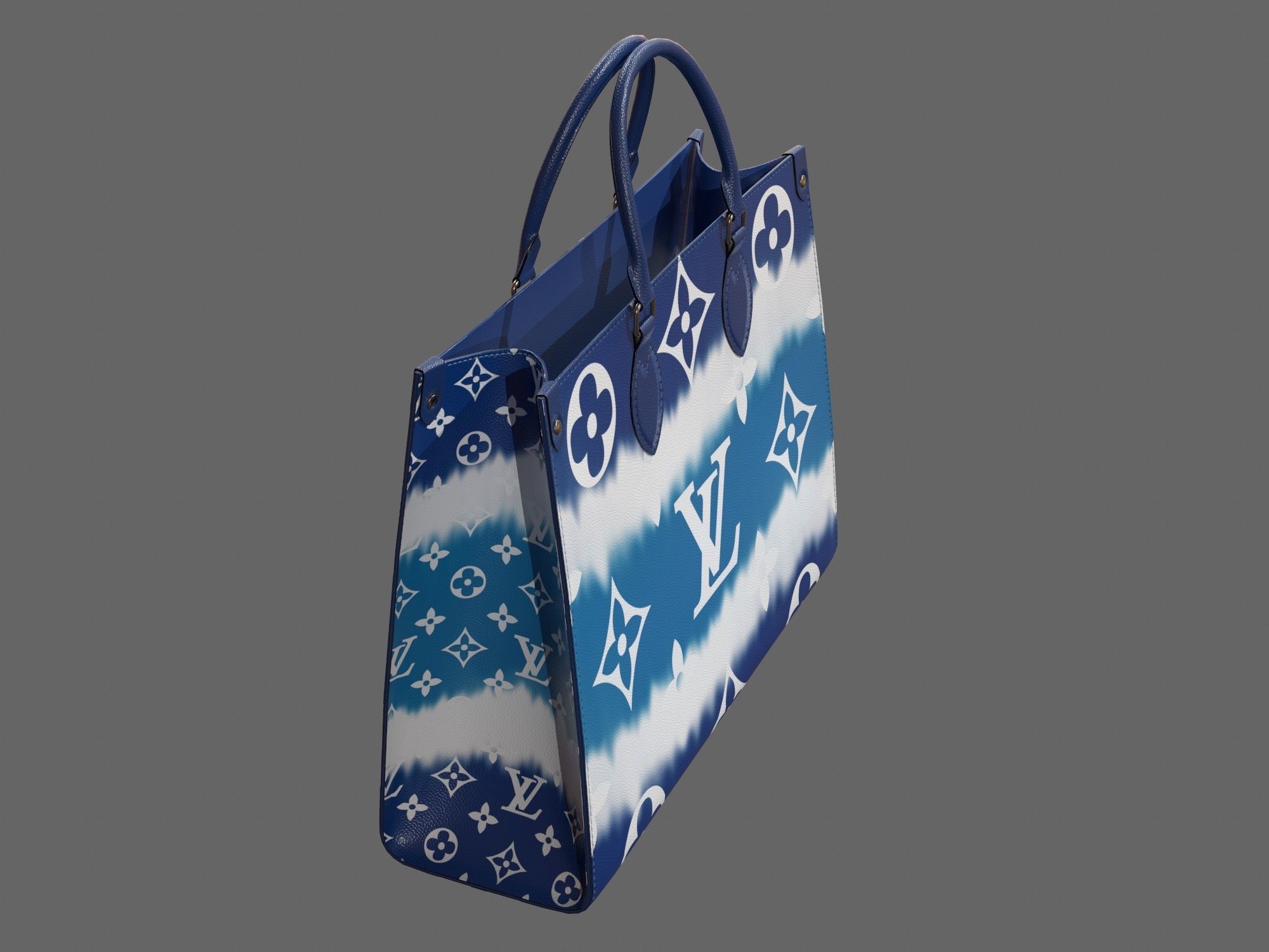 3D model Louis Vuitton Bag Onthego Giant Monogram Blue Bleu VR / AR ...