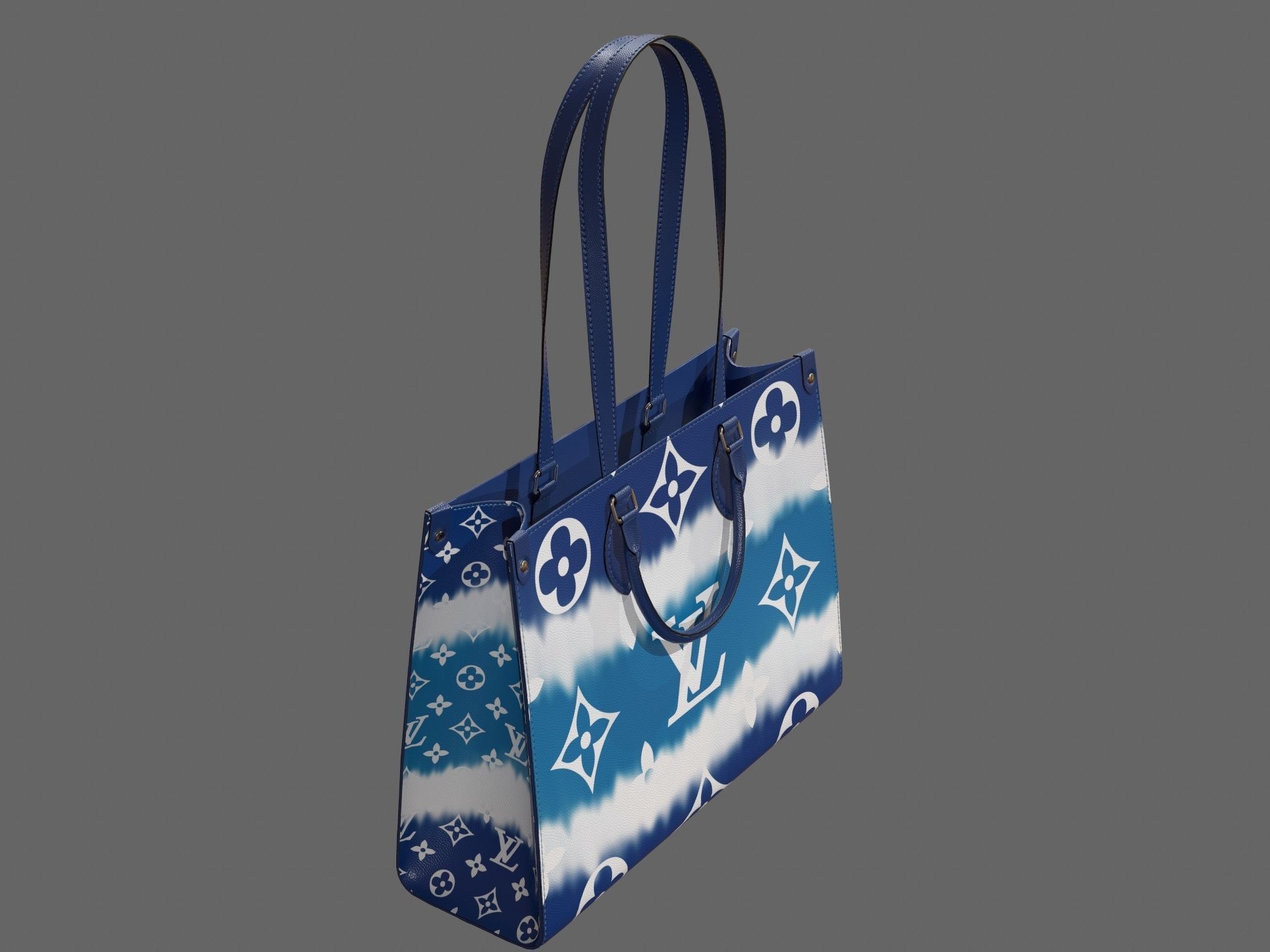 3D model Louis Vuitton Bag Onthego Giant Monogram Blue Bleu VR / AR ...
