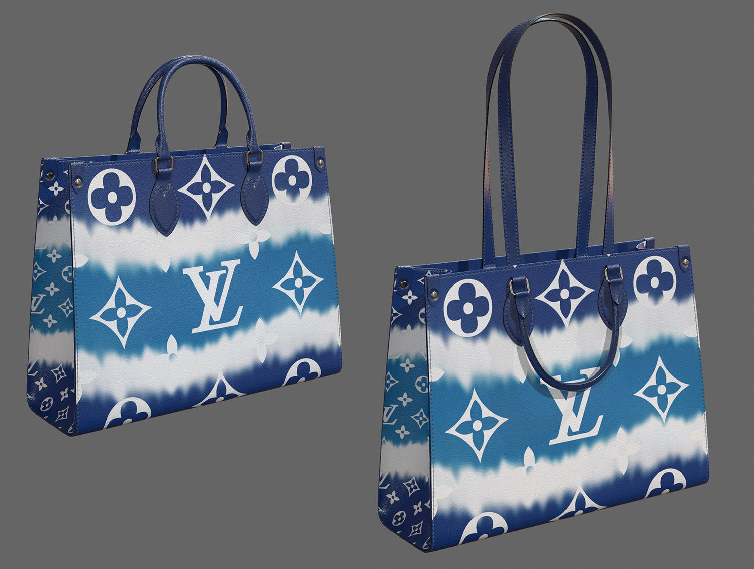 3D model Louis Vuitton Bag Onthego Giant Monogram Blue Bleu VR / AR ...