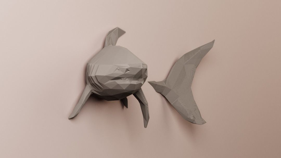 Hanging Low Poly Shark 3D model 3D printable | CGTrader