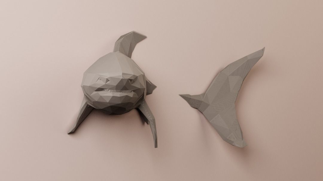 Hanging Low Poly Shark 3D model 3D printable | CGTrader