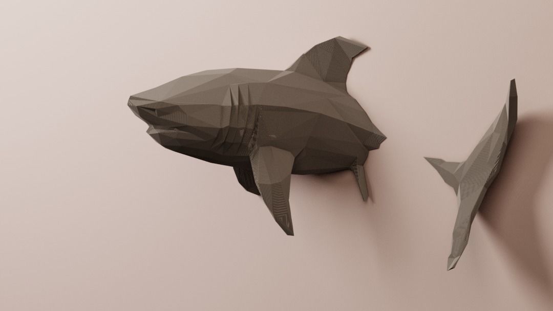 Hanging Low Poly Shark 3D model 3D printable | CGTrader