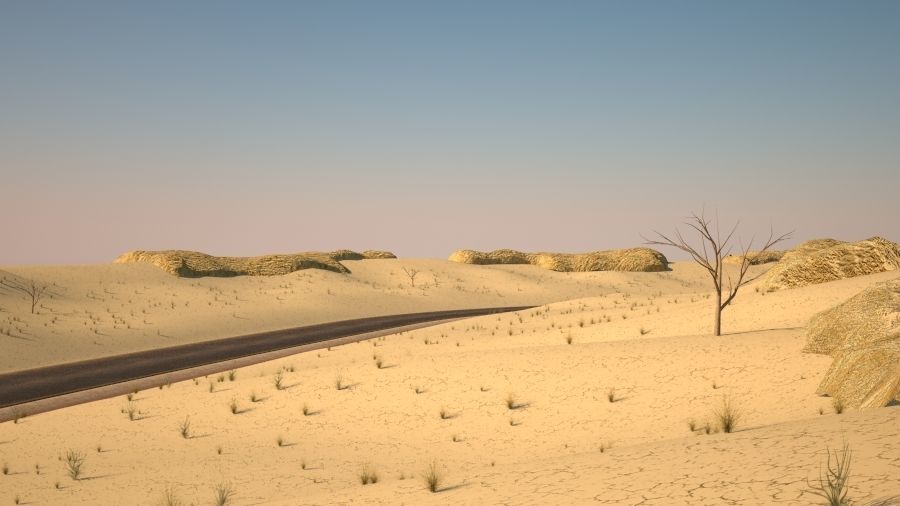 Tileable desert road 3D model | CGTrader